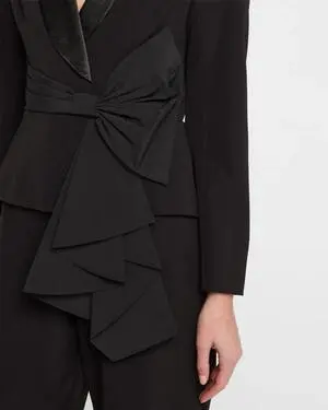 Aidan Mattox Straight-leg Stretch Crepe Jumpsuit With Bow