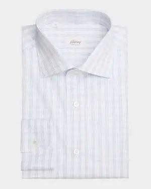 Brioni Cotton Check Modern-fit Dress Shirt Navy