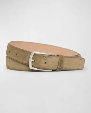 Zegna ZEGNA Triple Stitch Leather Belt Khaki