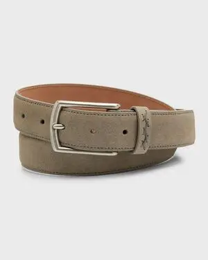Zegna ZEGNA Triple Stitch Leather Belt Medium Grey