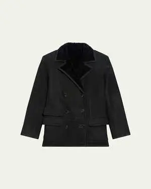 Theory Shearling Peacoat Blazer - Black