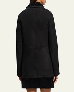 Theory Shearling Peacoat Blazer - Black