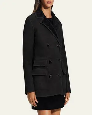 Theory Shearling Peacoat Blazer - Black