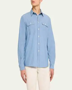 Ralph Lauren Purple Label Washed Chambray Shirt - Medium Berry