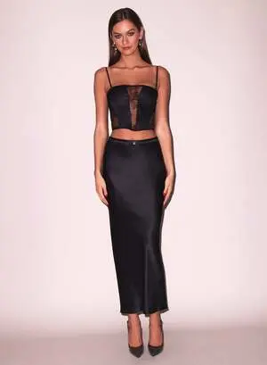 FLEUR DU MAL Silk & Bouquet Lace Corset Top