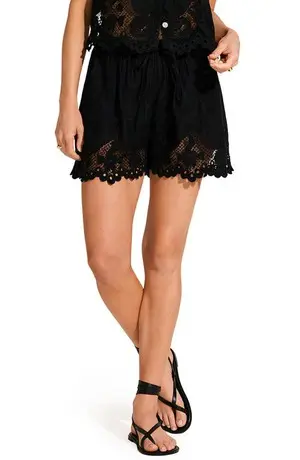 Vitamin A® Flora Broderie Anglaise Cover-up Shorts - Black