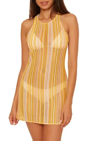 BECCA® By Rebecca Virtue Cabo Stripe Sheer Cover-up Minidress - Sunglow
