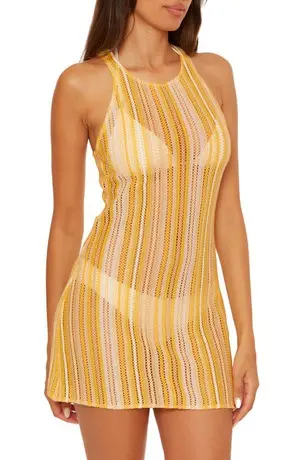 BECCA By Rebecca Virtue Cabo Stripe Sheer Cover-up Minidress
