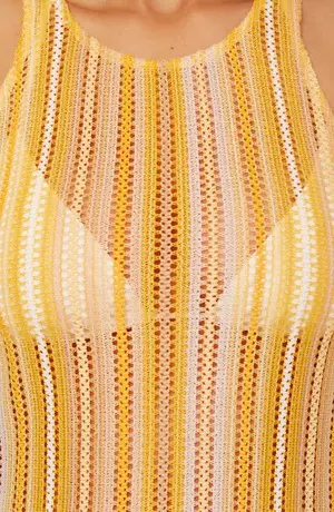 BECCA By Rebecca Virtue Cabo Stripe Sheer Cover-up Minidress
