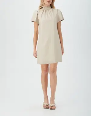 Trina Turk Vida Faux Leather Dress - Chai
