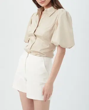 Trina Turk Kari Puff-sleeve Blouse - Chai