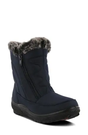SPRING STEP SHOES Persenia Waterproof Winter Boots - Navy Faux Fur