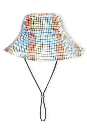 GANNI Check Seersucker Bucket Hat - Multicolor