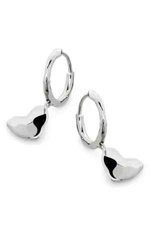 Monica Vinader Monica Vinader Heart Drop Huggie Hoop Earrings Sterling Silver