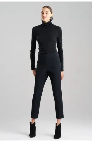 Natori Textured Cotton Jacquard Tapered Pant - Black