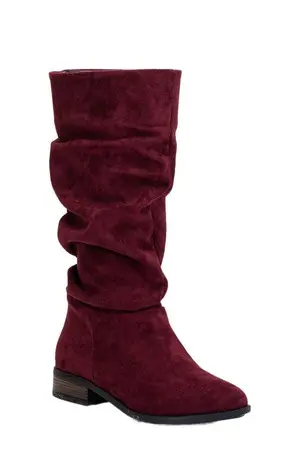 FOREVER & ALWAYS SHOES Maribel Knee High Slouch Boots - Burgundy Suede