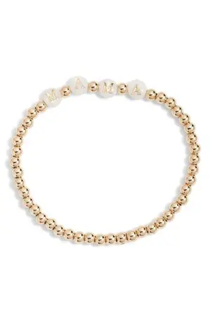 NASHELLE Mama Beaded Stretch Bracelet - Gold Fill And Mother Of Pearl