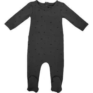 MANIÈRE Acorn Print Footie - Charcoal