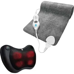 PURSONIC Shiatsu Massager & Heating Pad Therapy Set - Black