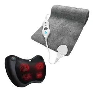 PURSONIC Shiatsu Massager & Heating Pad Therapy Set - Black