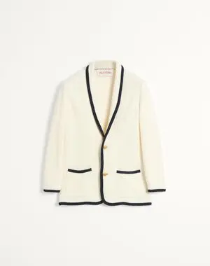 Valentino Garavani Wool And Cotton Single-breasted Jacket - Butter/indigo