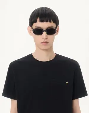 Valentino Garavani Cotton T-shirt With Vgold - Black