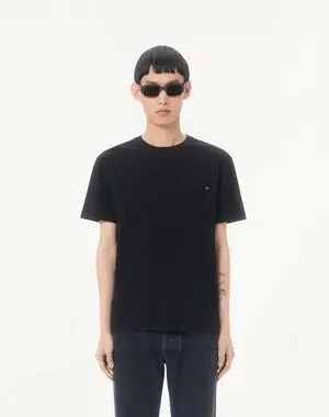 Valentino Garavani Cotton T-shirt With Vgold - Black