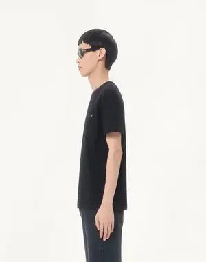 Valentino Garavani Cotton T-shirt With Vgold - Black