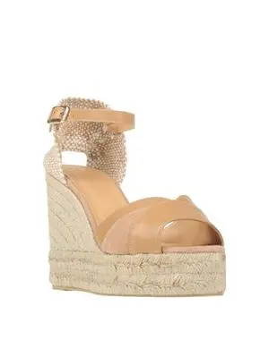 CastaÑer Leather And Textile Espadrille Sandals - Beige