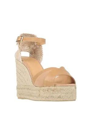CastaÑer Leather And Textile Espadrille Sandals - Beige