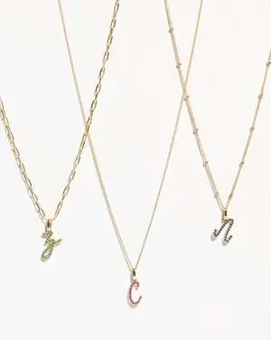 Ring Concierge Gemstone Script Initial Pendant - 14k Yellow Gold