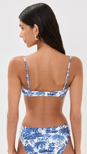 Staud Jo Balconette Bikini Top - Blue Toile
