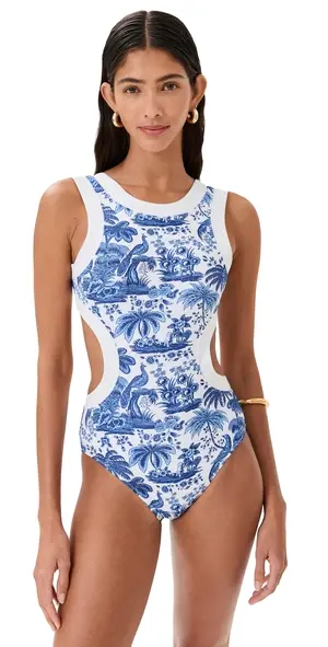 Staud Dolce Piece One Piece - Blue Toile