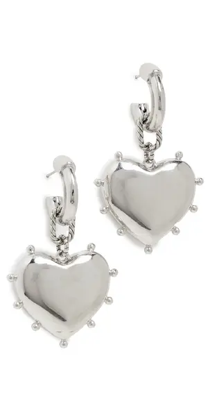 ELIZABETH COLE Darlene Heart Stud Earrings - Silver