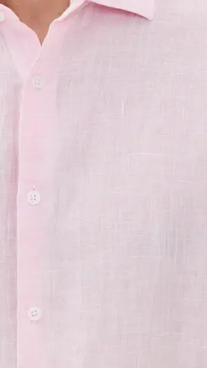 Orlebar Brown Giles Linen Button Down Shirt - Pale Pink/white