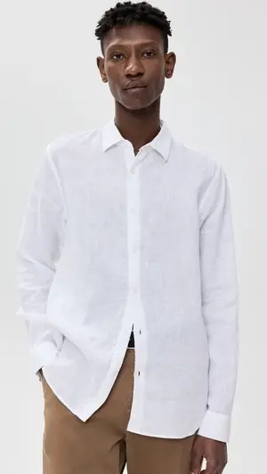 Orlebar Brown Giles Linen Button Down Shirt - White