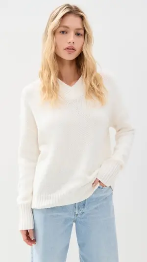LA LIGNE Solid V Neck Sweater