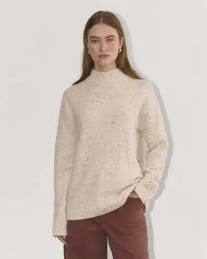 Everlane Mockneck Sweater In Plush Cotton - Cream Confetti