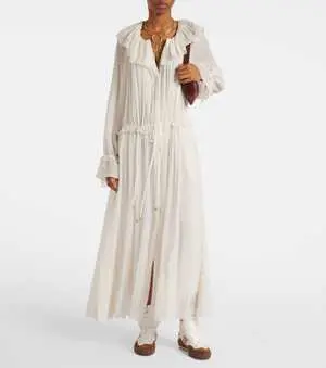 Chloé Ruffled Silk-blend Crêpe Maxi Dress - White