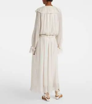 Chloé Ruffled Silk-blend Crêpe Maxi Dress - White