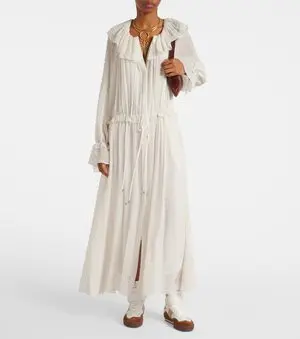 Chloé Ruffled Silk-blend Crêpe Maxi Dress