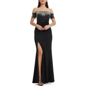 Dress The Population Logan Embellished Gown - Black-silver