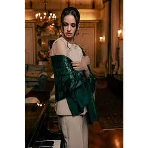 ELIZABETTA Isabellasilk Scarf/shawl For Women Malachite Green