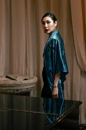 ELIZABETTA Isabellasilk Scarf/shawl For - Peacock Blue