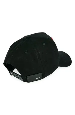 Amiri Staggered Logo Cotton Canvas Baseball Cap - Black Red