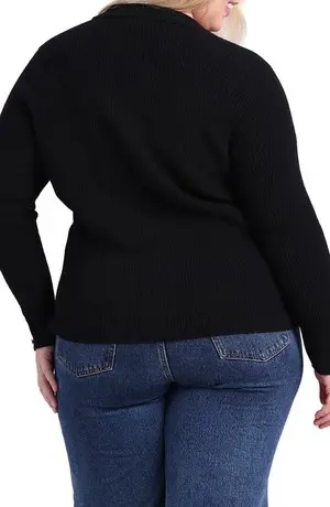 Minnie Rose Rib Cashmere Cardigan - Black