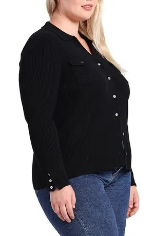 Minnie Rose Rib Cashmere Cardigan - Black