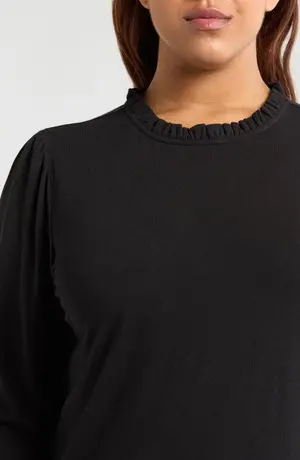 Caslon Ruffle Detail Knit Top - Black