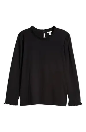 Caslon Ruffle Detail Knit Top - Black