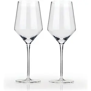 VISKI Raye Crystal Angled Chardonnay Glasses Set Of 2 - Clear